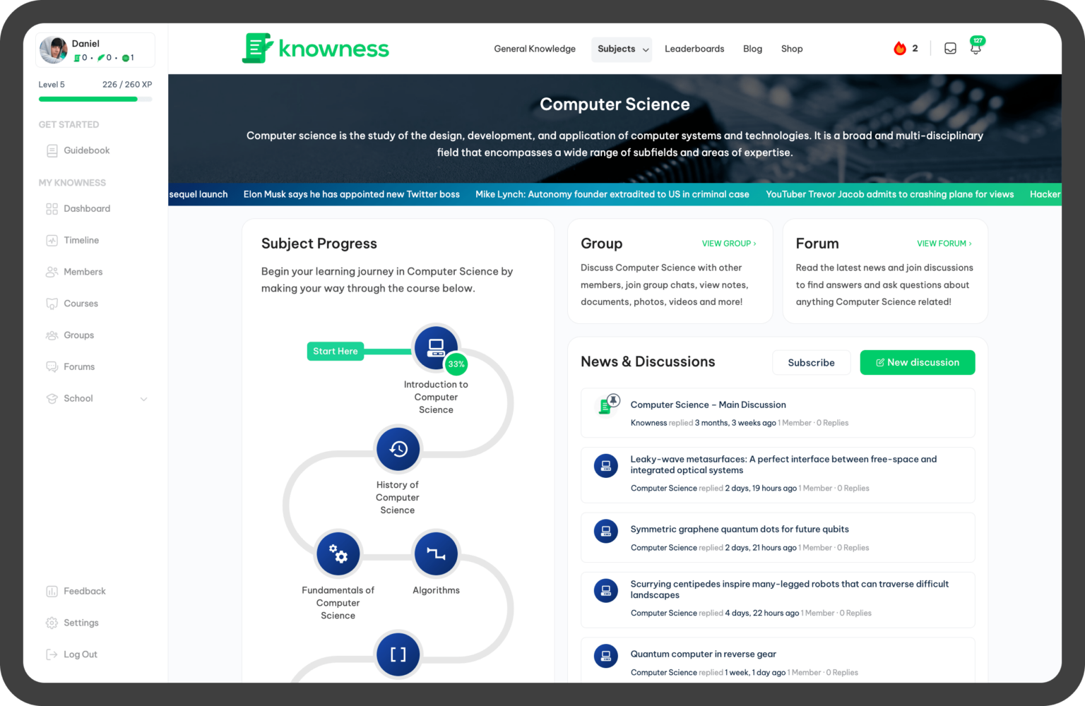 Knowness – Learn Subjects and Stay in the Know