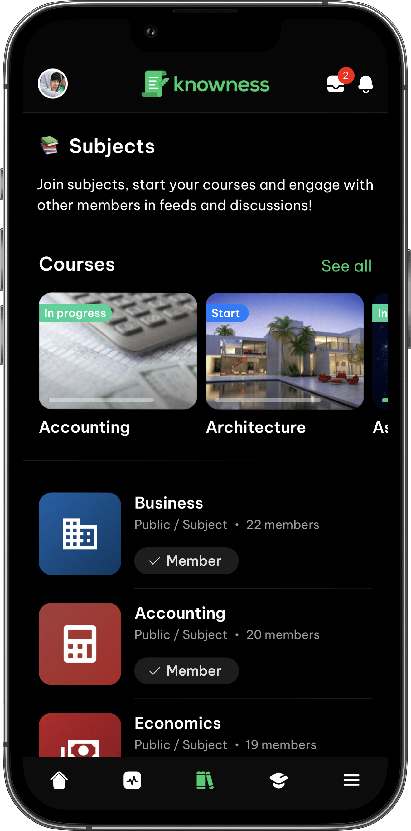 Knowness – Learn Subjects and Stay in the Know